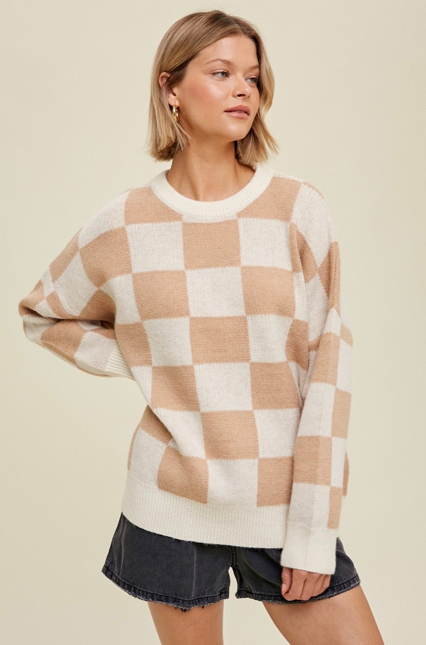 Beige Checker Sweater – Baker & Co. Home Mercantile